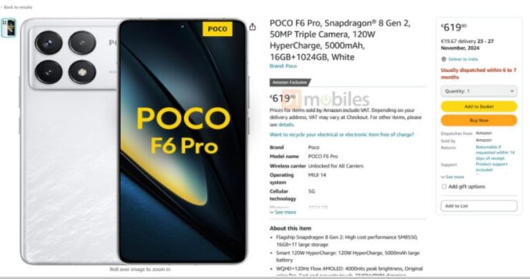 Poco F6 Pro prematurely listed on Amazon with price; it costs much less ...