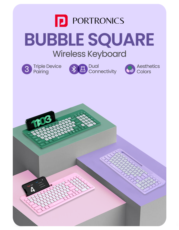 Portronics launches Bubble Square dual-mode wireless keyboard in India ...