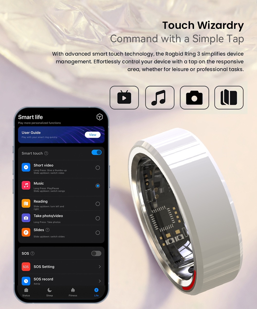 Rogbid Smart Ring 3 with health-tracking features, gesture phone ...