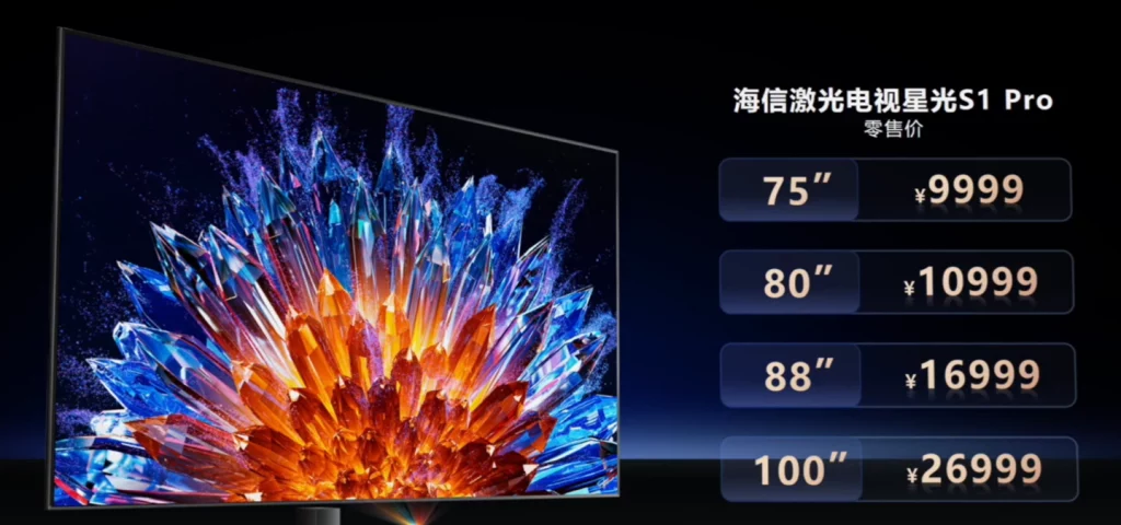 Hisense Starlight S1 Pro Laser TV launched in 4 sizes and over 400 nit ...