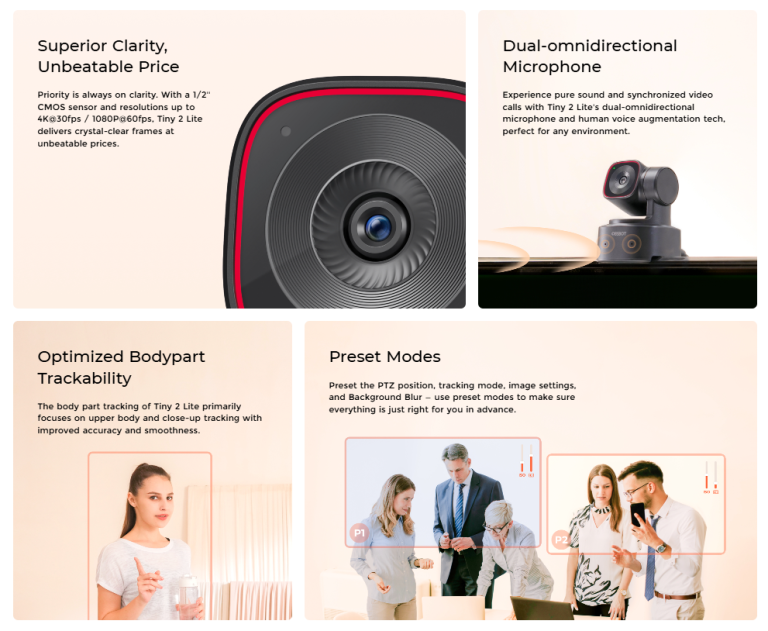 Obsbot launches Tiny 2 Lite, an AI-powered 4K PTZ webcam, starting at $179 - Gizmochina