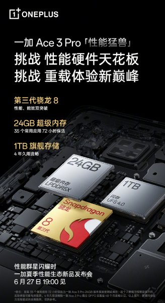 OnePlus reveals Ace 3 Pro’s memory, storage, and gaming capabilities