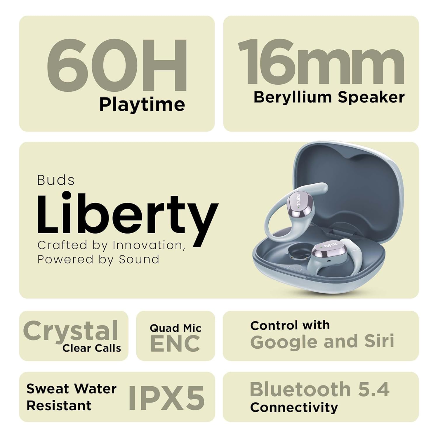 Truke Buds Liberty open-ear wireless earbuds launched in India with 60h ...