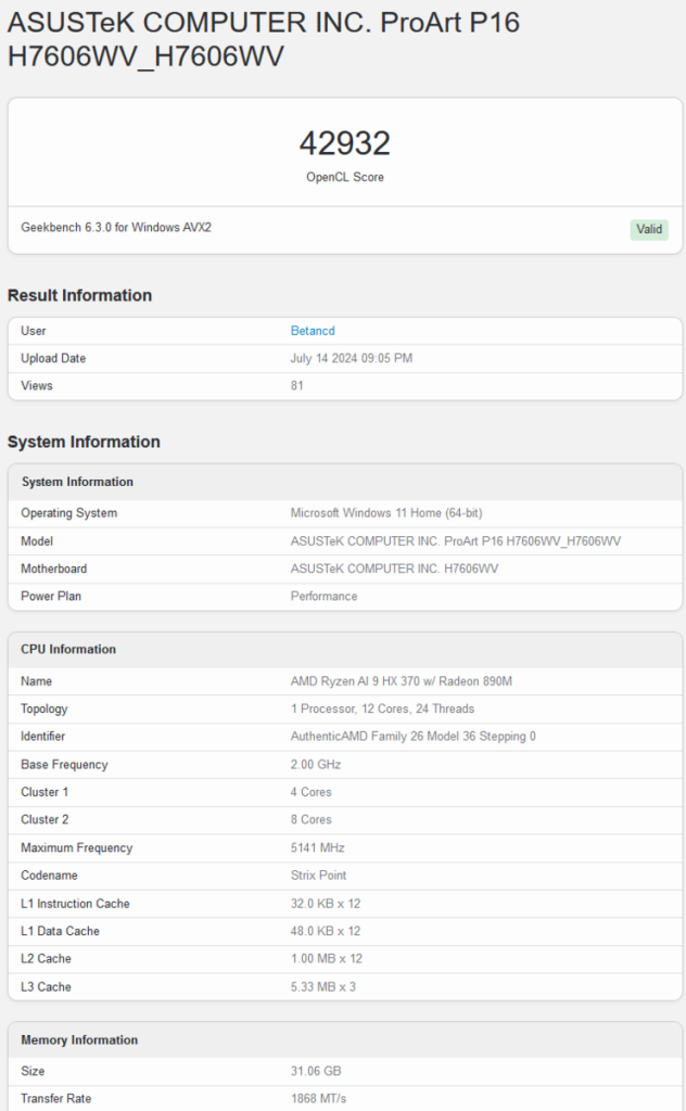 AMD Radeon 890M iGPU appears on Geekbench showing a similar performance ...