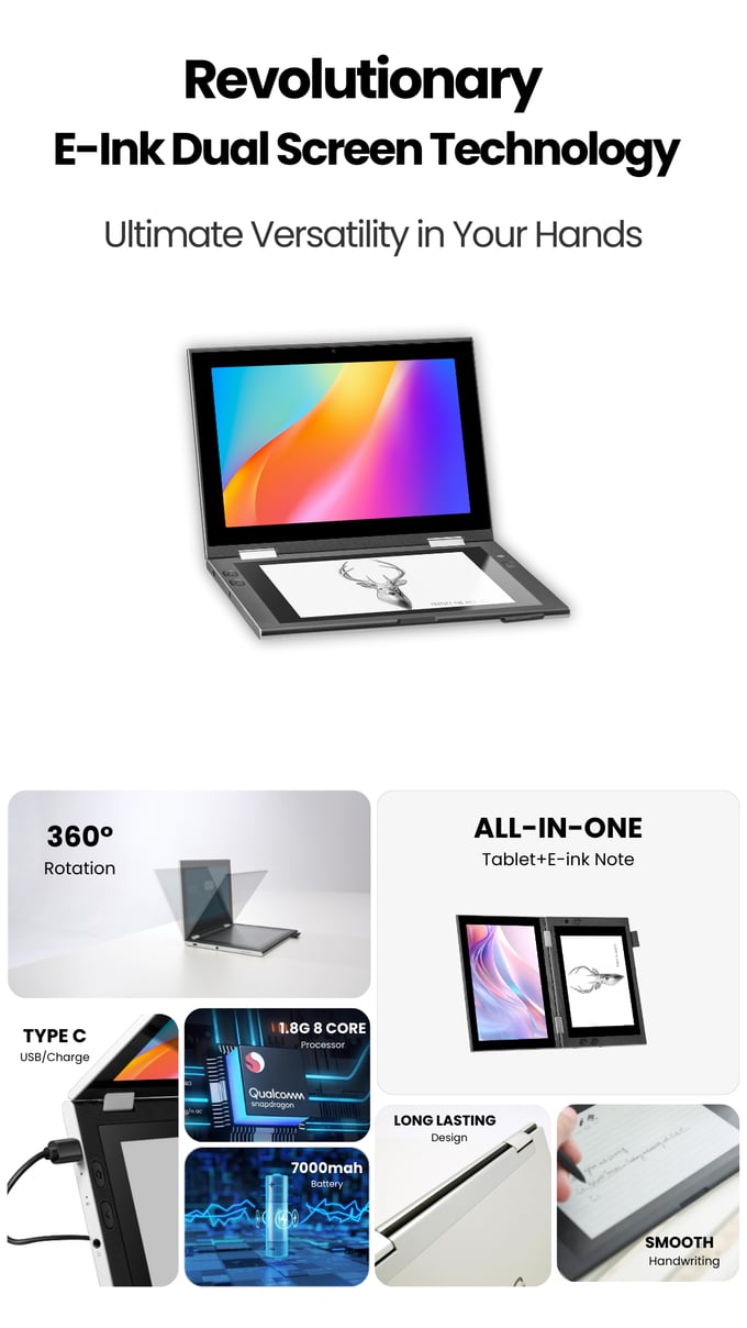 Bluegen OKPad dual-screen Android tablet with IPS and E-Ink displays is ...