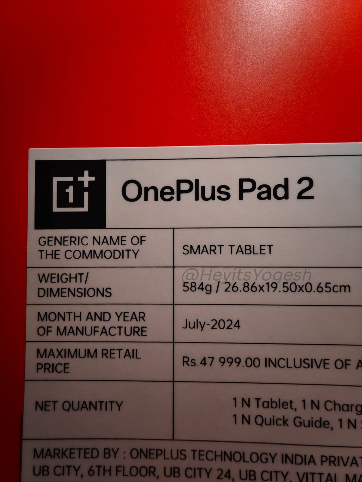 OnePlus Pad 2 Indian pricing leaks along with box images - Gizmochina