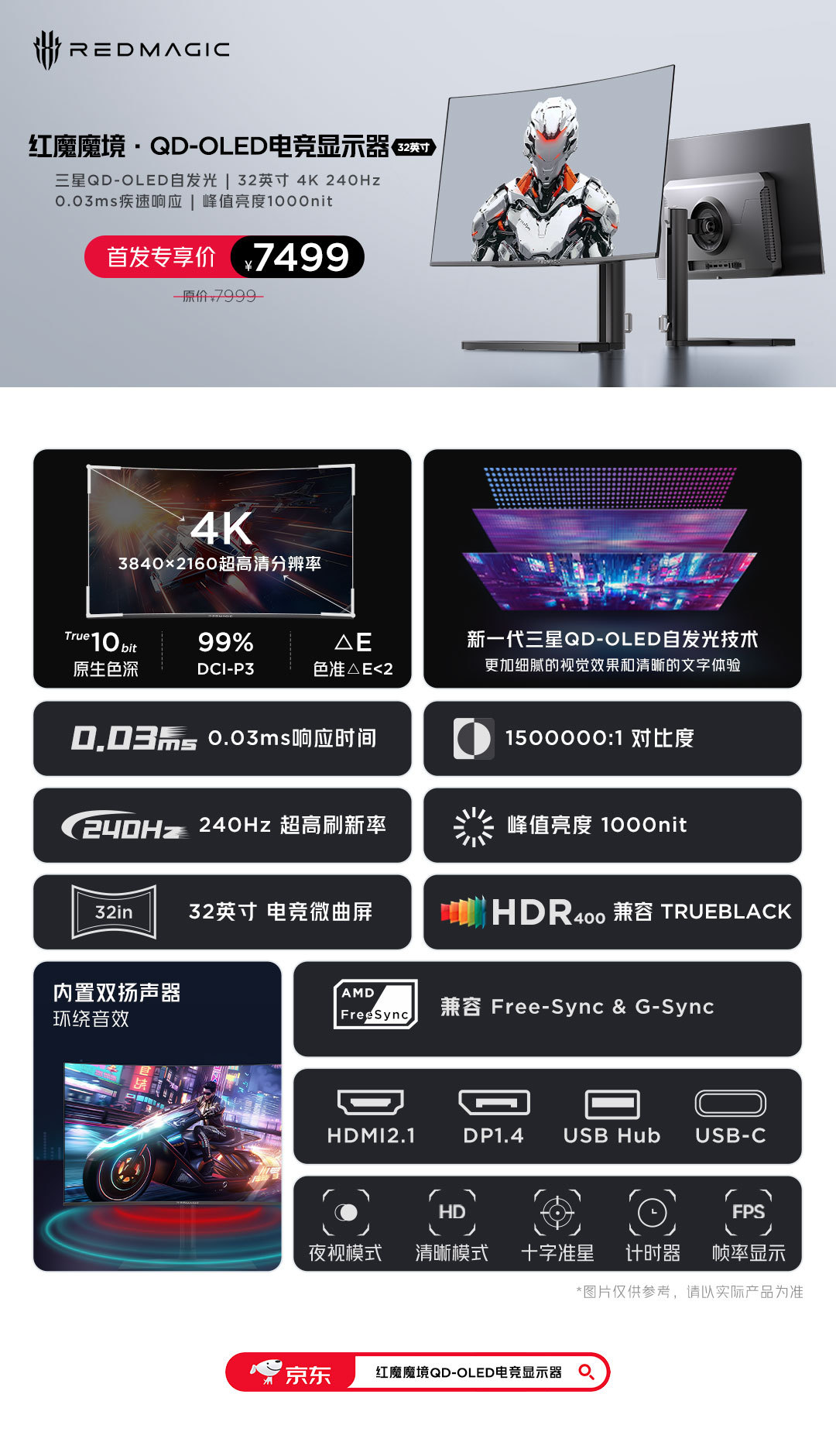 Red Magic Realm 32-inch curved monitor launched, features 4K 240 Hz QD ...