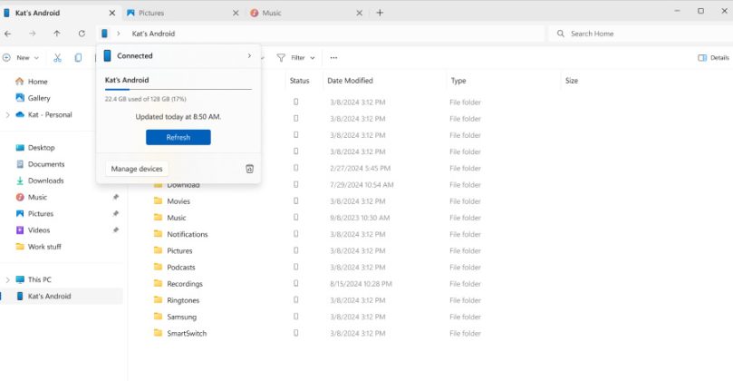 You can now access your Android phone files via Windows File Explorer