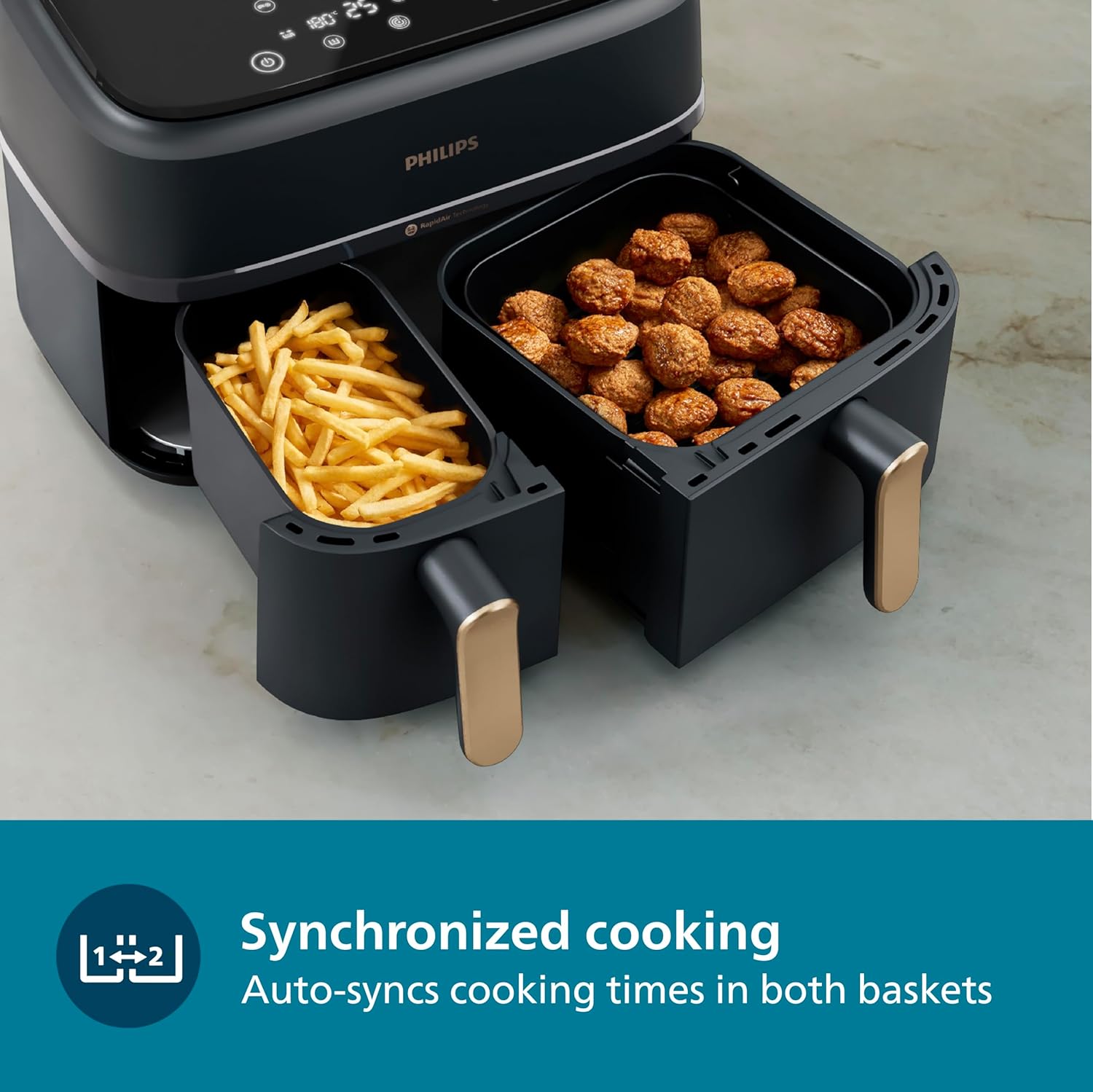 Philips 300 Series Dual Basket Air Fryer with 9-liter capacity ...