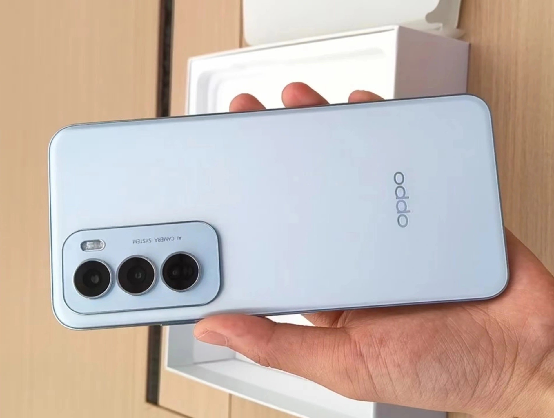 OPPO Reno 12 light blue color option exposed in real-life image: pre ...