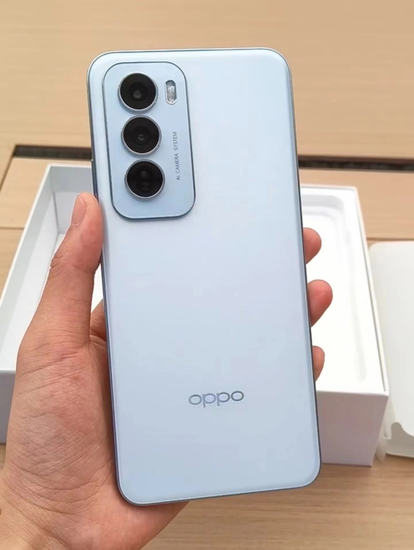 OPPO Reno 12 light blue color option exposed in real-life image: pre ...