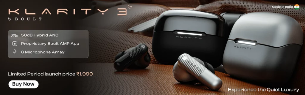 BOULT launches Klarity 1 & Klarity 3 TWS earbuds in India with attractive designs & up to 50dB ...