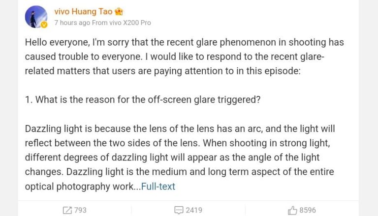 Vivo responds to X200 Pro's major lens flare issue; promises OTA update ...