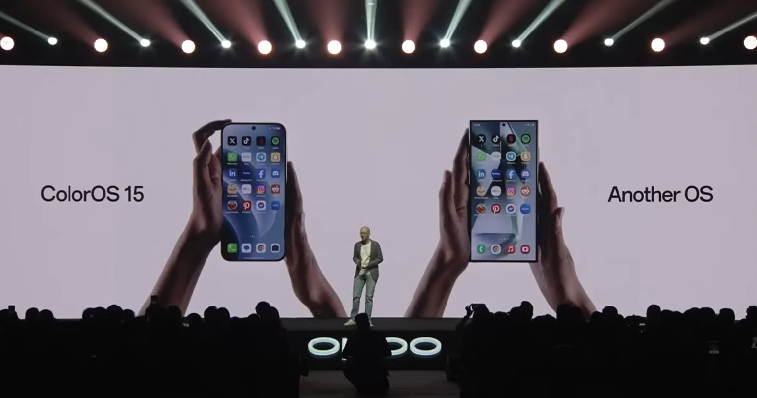 Oppo takes a jab at Samsung's One UI while demonstrating ColorOS 15 - Gizmochina