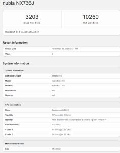 Nubia Z70 Ultra flexes Snapdragon 8 Elite on benchmark