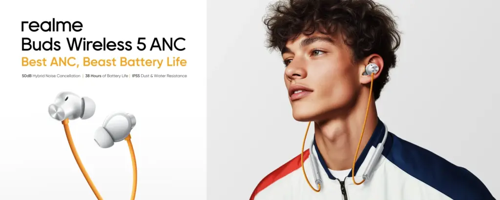 Realme Buds Wireless 5 ANC launched with 50dB ANC, 360° spatial audio, IP55 & 38h playback ...