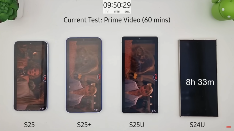 Galaxy S25 Ultra loses to S25+ in battery life test - Gizmochina