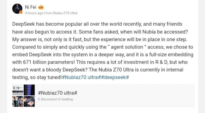 Nubia Z70 Ultra could run DeepSeek on-device - Gizmochina