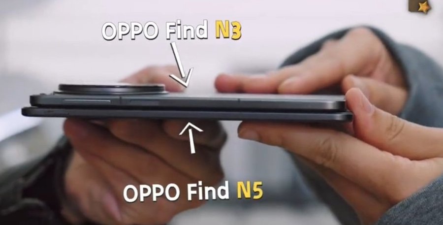 Oppo Find N5 shows off its slim design a comparison against the Find N3 ...
