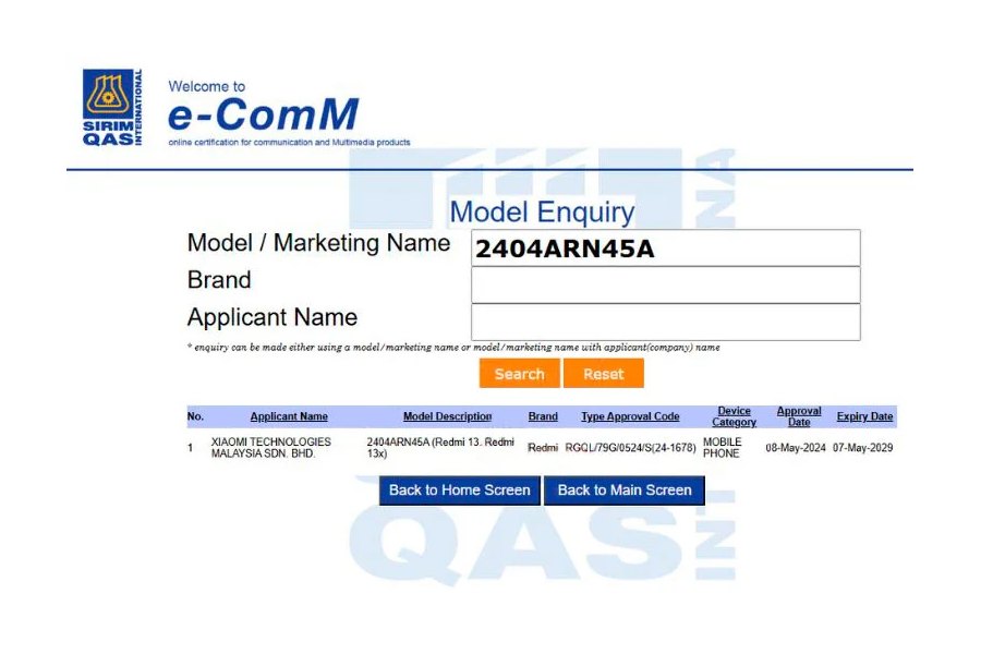 Redmi 13X spotted in SIRIM certification, hinting at imminent launch
