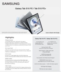 Samsung Galaxy Tab S10 and S10 FE+ full specs and price leaks ahead of ...