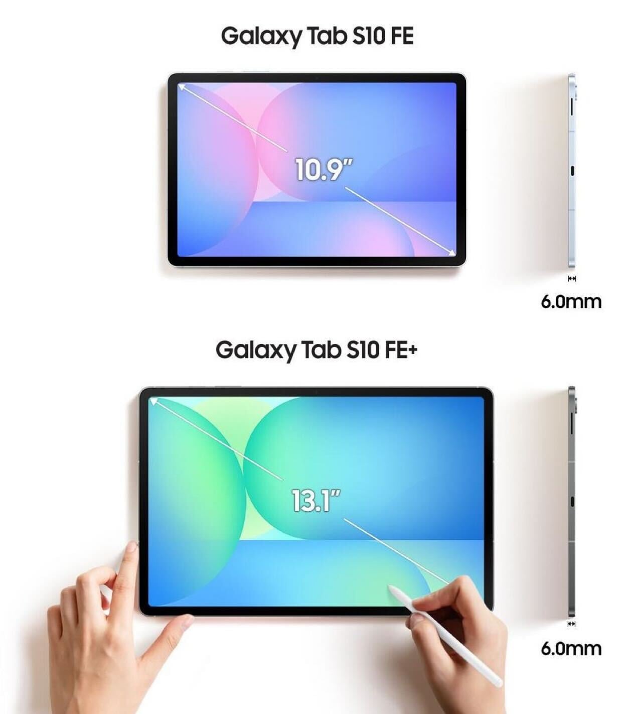 Galaxy Tab S10 FE and S10 FE+ show striking size difference in new leak - Gizmochina