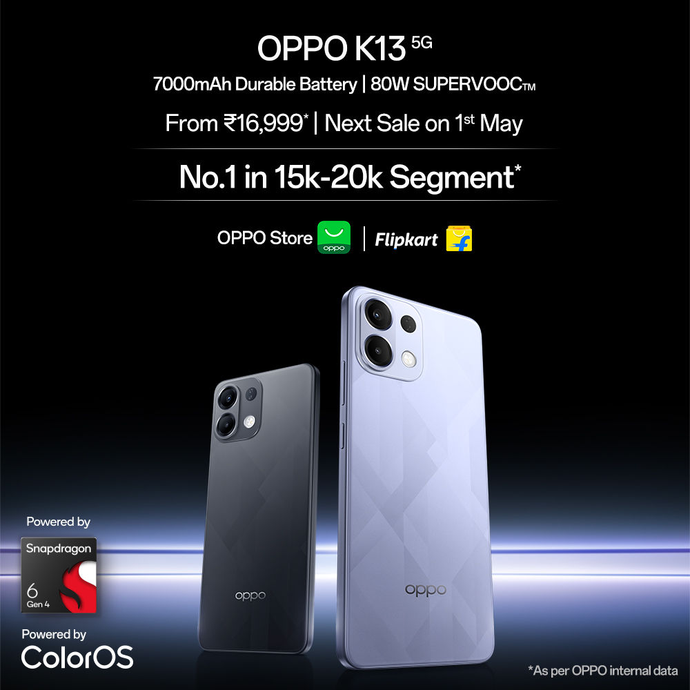 Oppo K13 5G becomes top-selling smartphone in sub-Rs 20,000 segment - Gizmochina