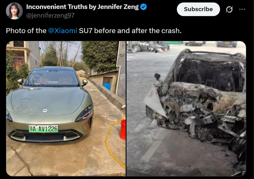 Fatal Xiaomi SU7 crash kills three: Crash timeline, collision details ...