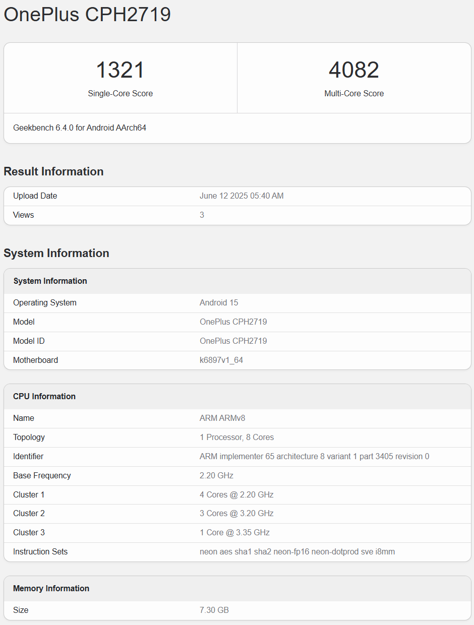 OnePlus Nord CE 5 appears with Dimensity 8350 in Geekbench’s database ...