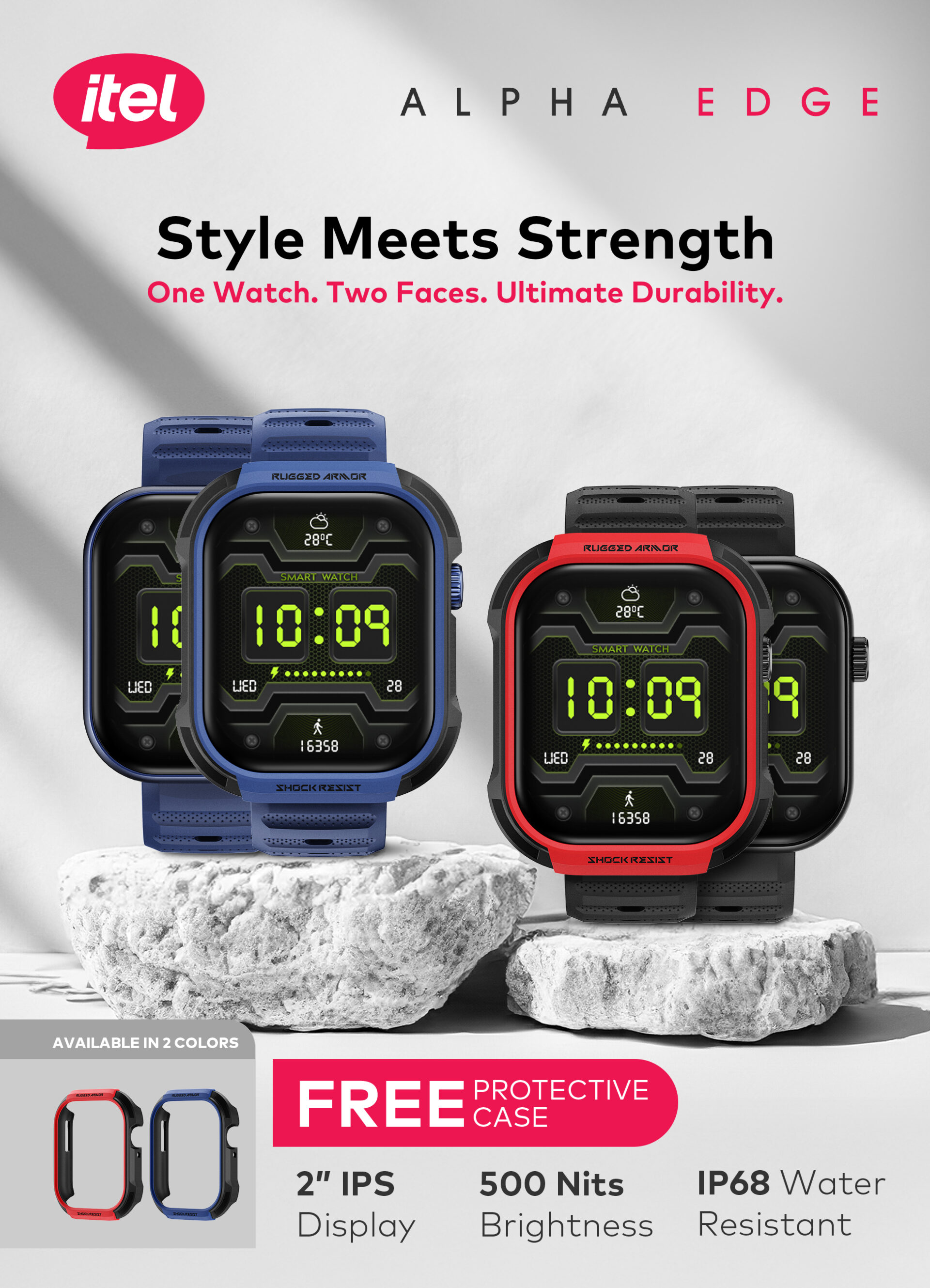 itel Alpha Edge, Alpha Style rugged smartwatches launched in India with free snap-on protective ...