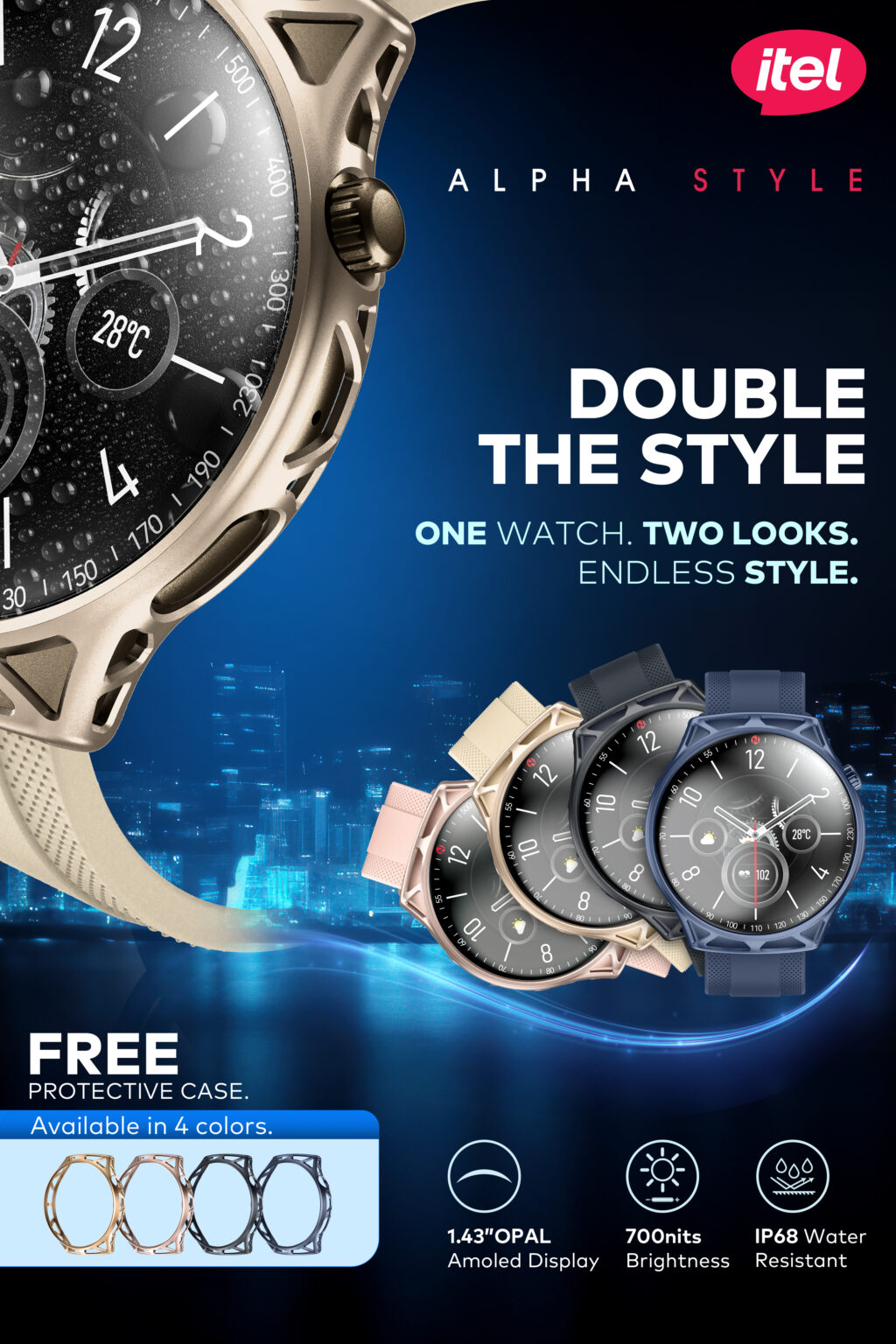 itel Alpha Edge, Alpha Style rugged smartwatches launched in India with free snap-on protective ...