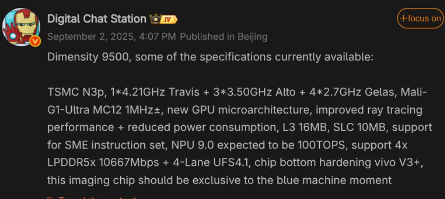 New Dimensity 9500 leak reveals more than just cores and graphics