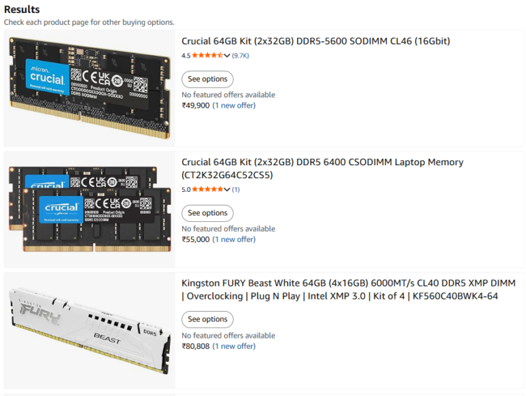 RAM prices are suddenly out of control — 64GB DDR5 now costs more than ...