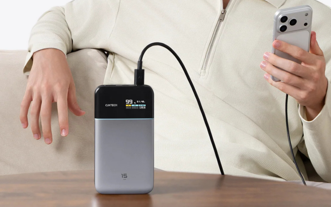Cuktech 15 Air power bank launched with 65W output and smart display ...