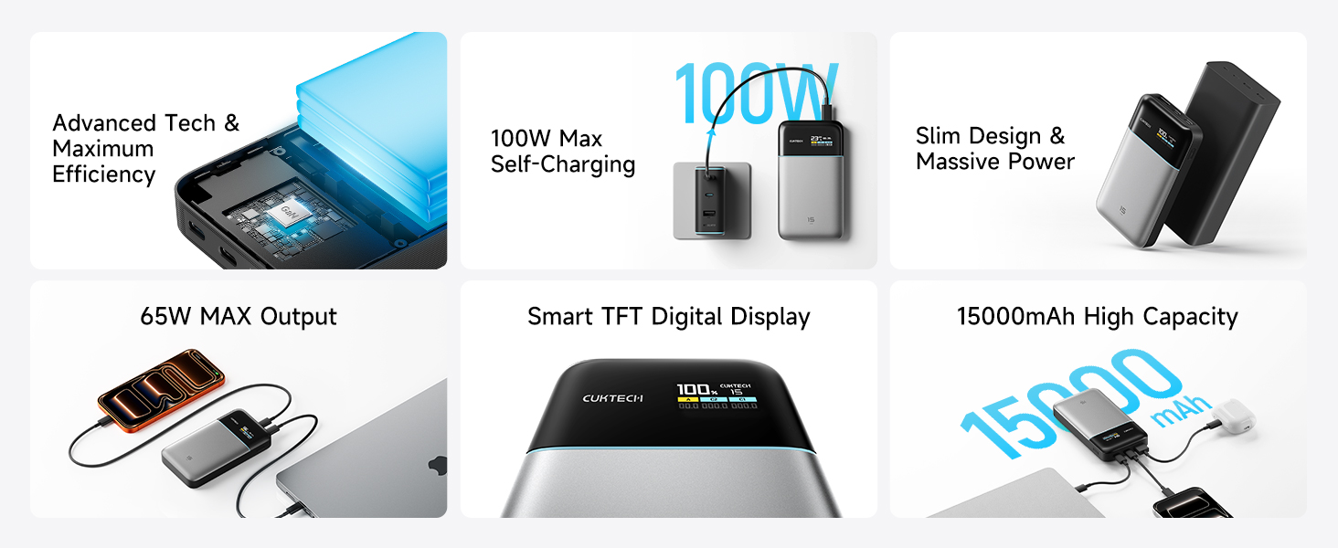 Cuktech 15 Air power bank launched with 65W output and smart display ...