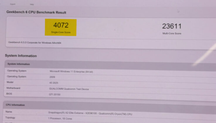 Snapdragon X2 Elite Extreme benchmarks show better single-core ...
