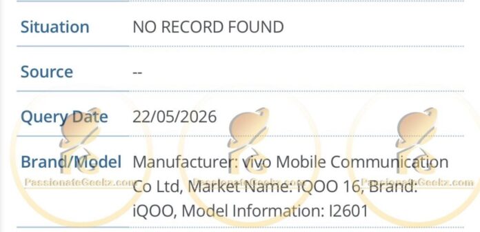 Global / Indian iQOO 16 variant's model number revealed well ahead of ...